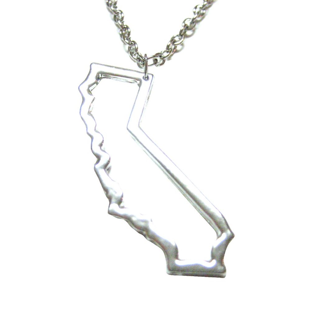 California State Map Pendant Necklace - Gem